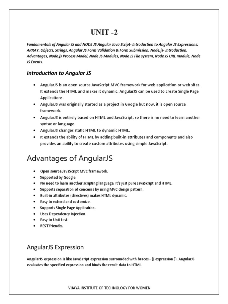 Unit 2 Wt Pdf Angular Js Java Script