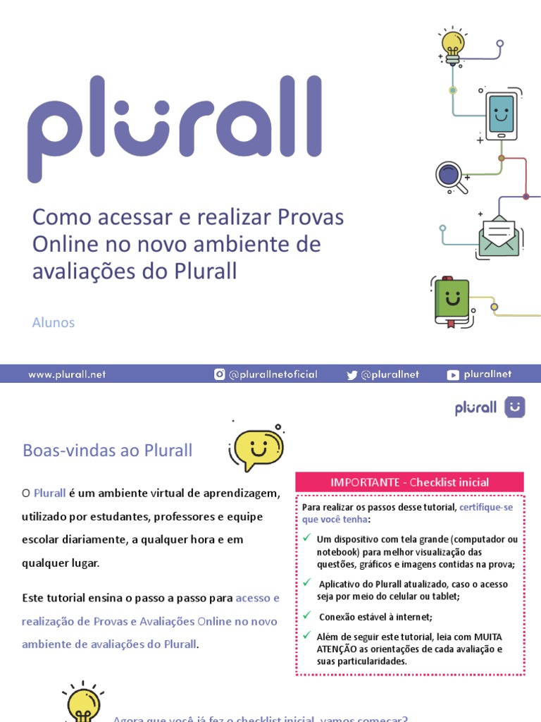 Como Acessar Provas Online No Novo Ambiente Do Plurall - Estudante - V2 | PDF | Tempo | Internet