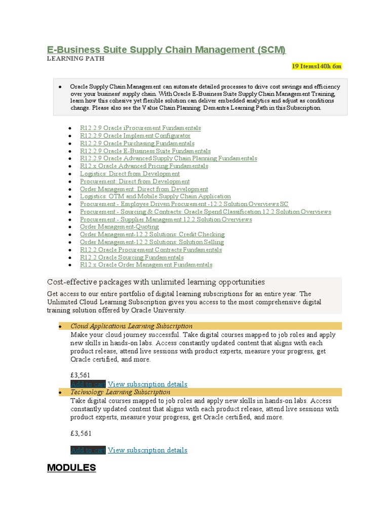 E-Business Suite Supply Chain Management (SCM) | PDF | Procurement | Electronic Business