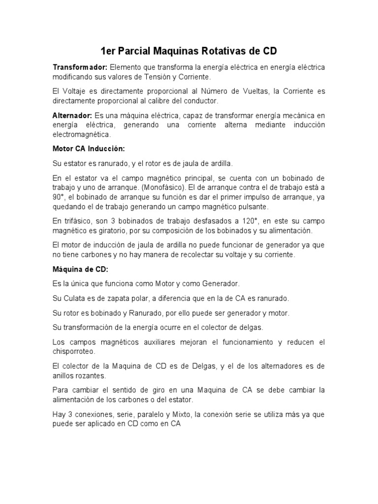 Maquinas Rotativas de CD Guia de Estudio | PDF | Generador eléctrico | Corriente eléctrica