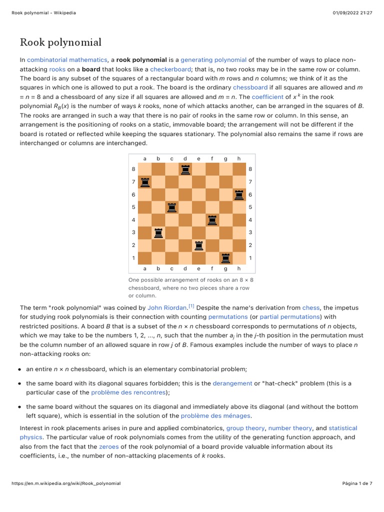 Calculate rook arrangements | PDF | Mathematics | Discrete Mathematics