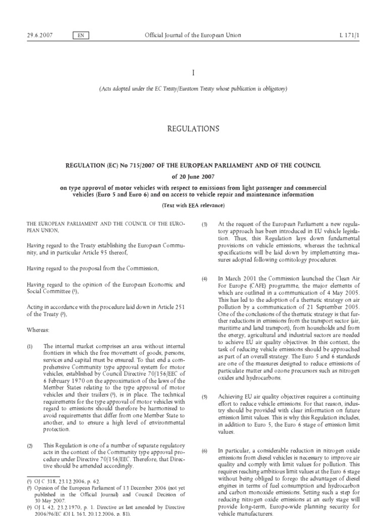Regulation on Vehicle Emissions Standards | PDF