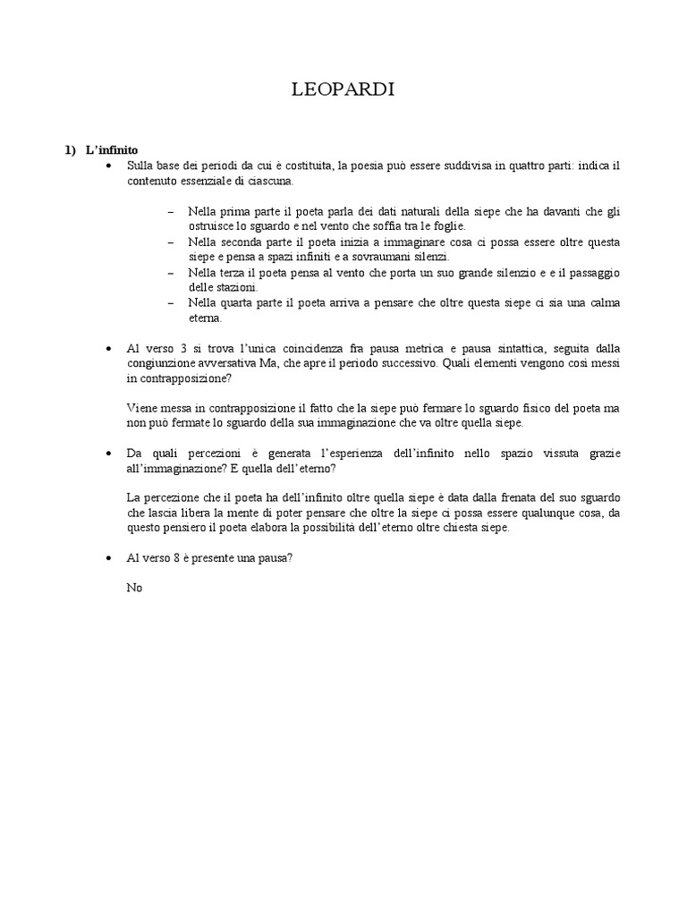 Compito Finale LEOPARDI | PDF