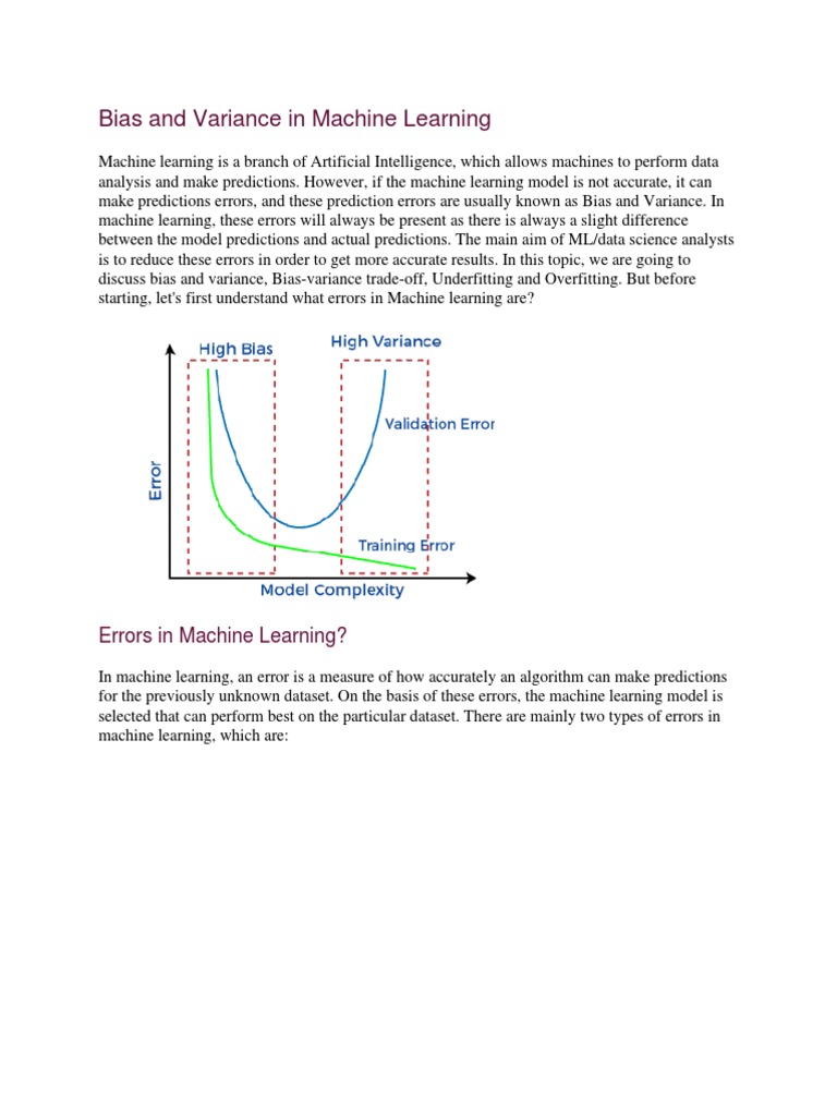 Bias and Variance in Machine Learning | Download Free PDF | Machine ...