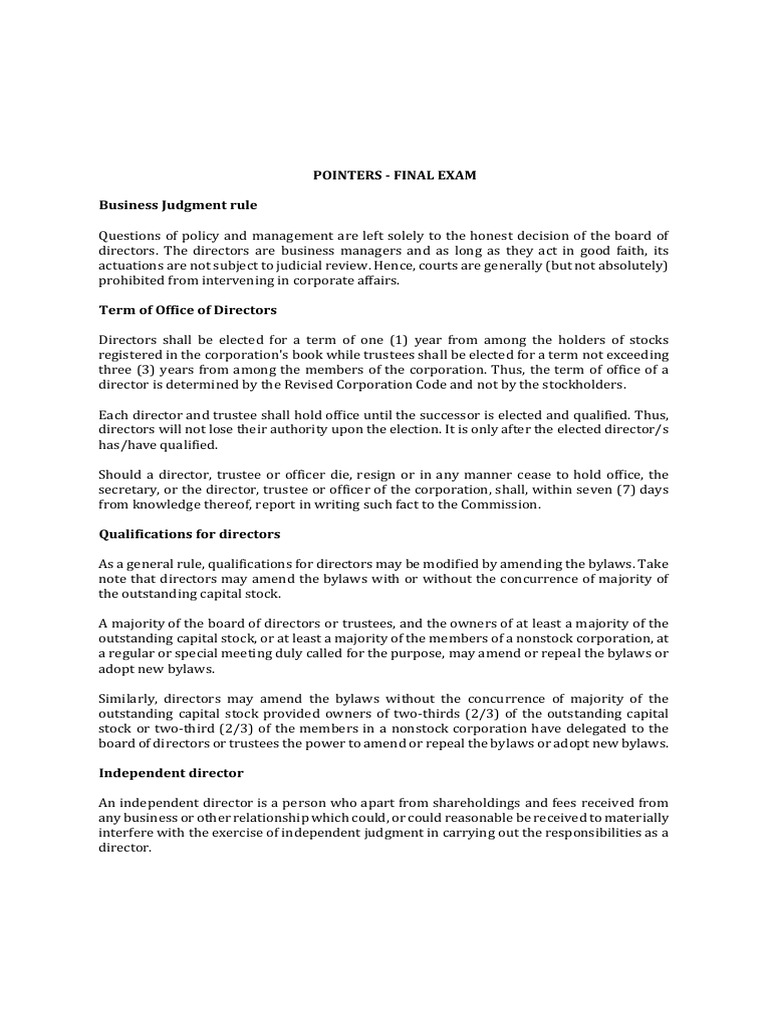 POINTERS - Final Exam | PDF | Stocks | Corporations POINTERS - Final Exam | PDF | Stocks | Corporations