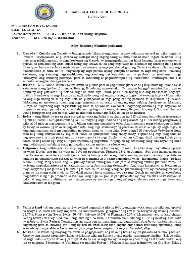 Mga Bansang Multilingual | PDF