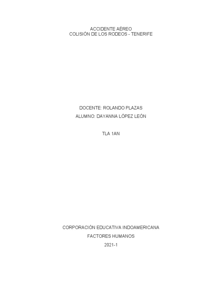 Accidente Aereo Tenerife Los Rodeos | PDF | Desastres hechos por el ...