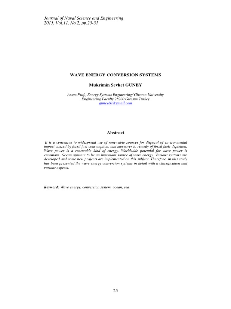Wave Energy Conversion Systems (#123540) - 105377 | Unduh gratis PDF | Oceans | Energy Development