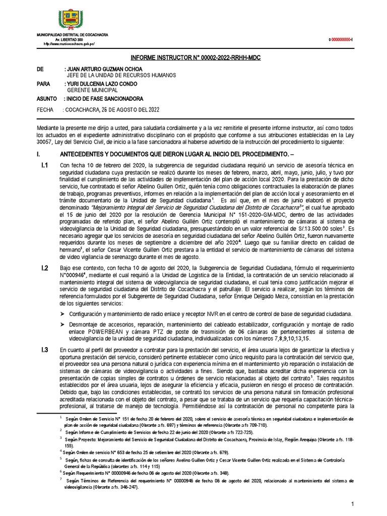 INFORME INSTRUCTOR #02-RRHH (Camaras) | PDF | Logística | Servidor ...