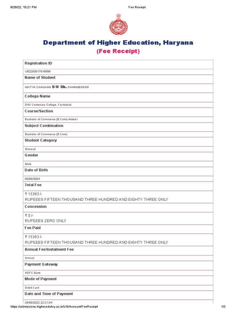 Dav Fees Payment | PDF
