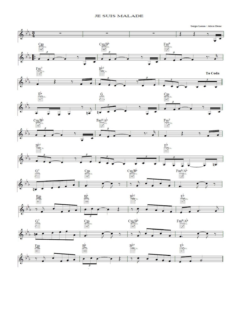 Je Suis Malade Partition | PDF