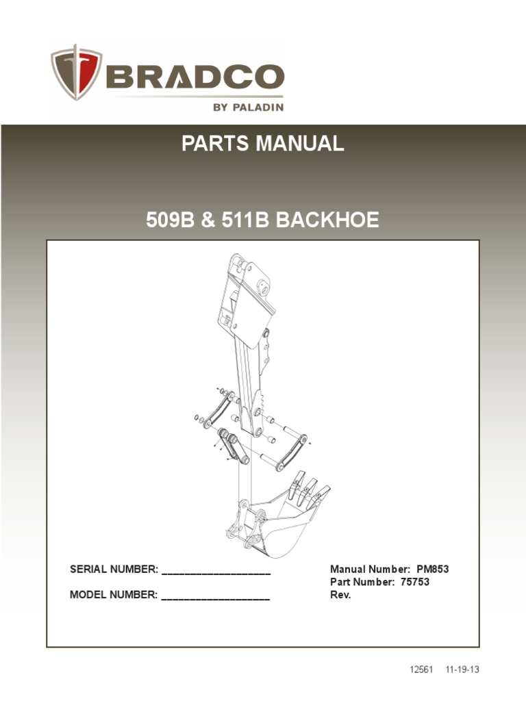 BRAZO EXCAVADOR Bradco PM853 509B-511B Parts Manual | PDF | Screw ...