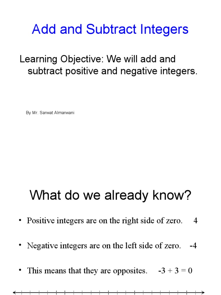 Adding and Subtracting Integers Guide | PDF | Numbers | Integer