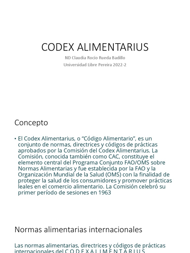 Codex Alimentarius | PDF | Alimentos | Seguridad alimenticia