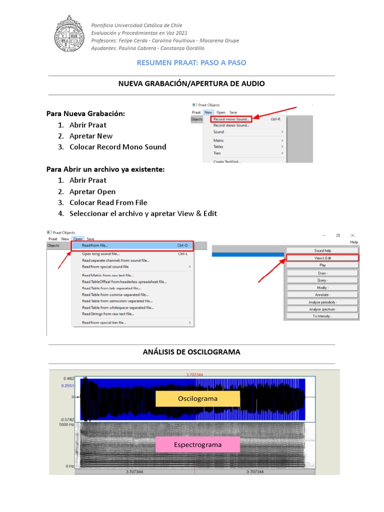 Resumen Praat - Paso A Paso | PDF | Qualia | Producción de sonido