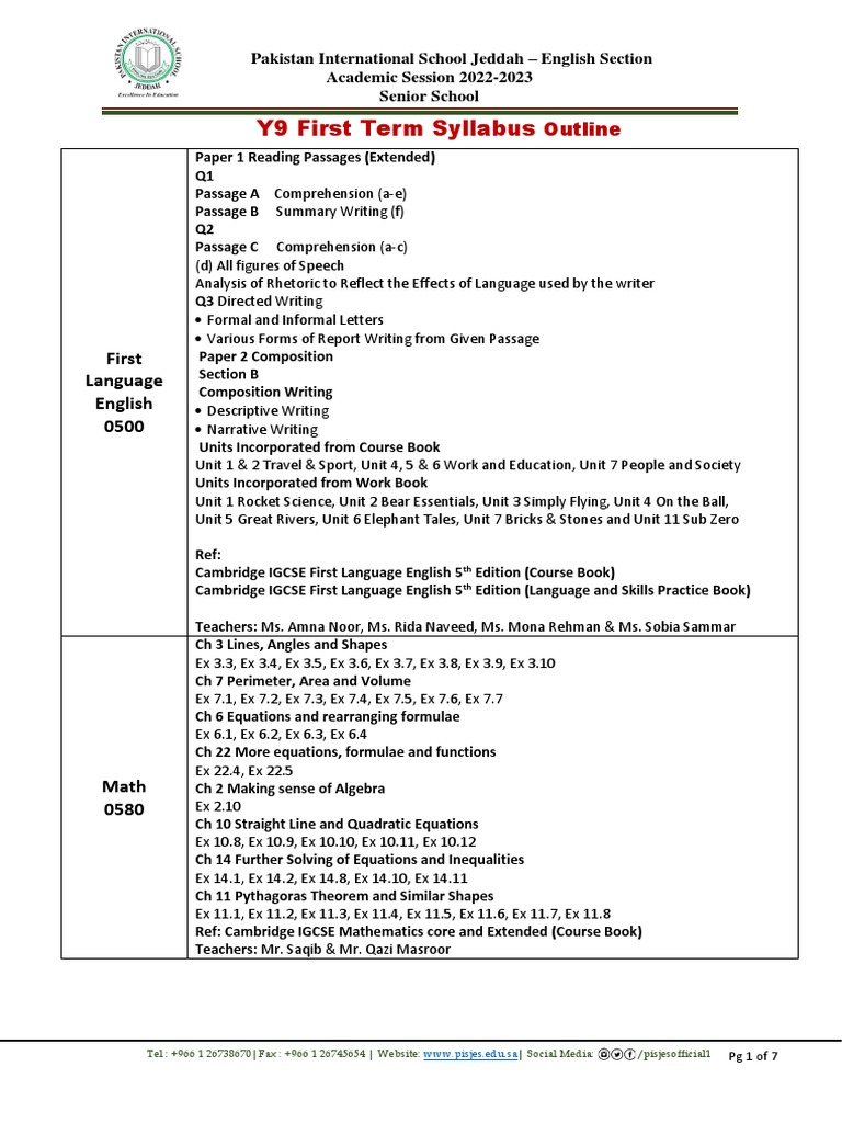 First Term Syllabus Outline | PDF