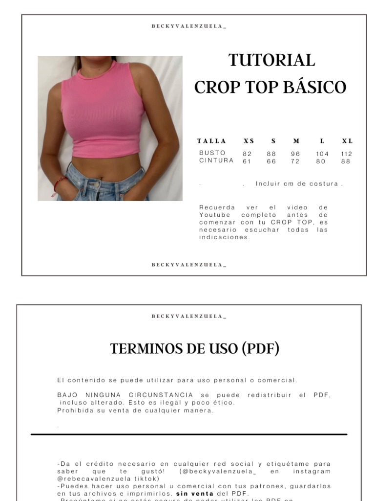 Patrón Crop Top Básico | PDF
