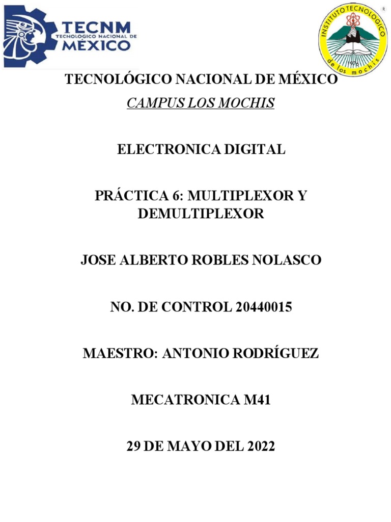 Multiplexor y Demultiplexor Práctica | PDF | Diodo emisor de luz | Circuito integrado
