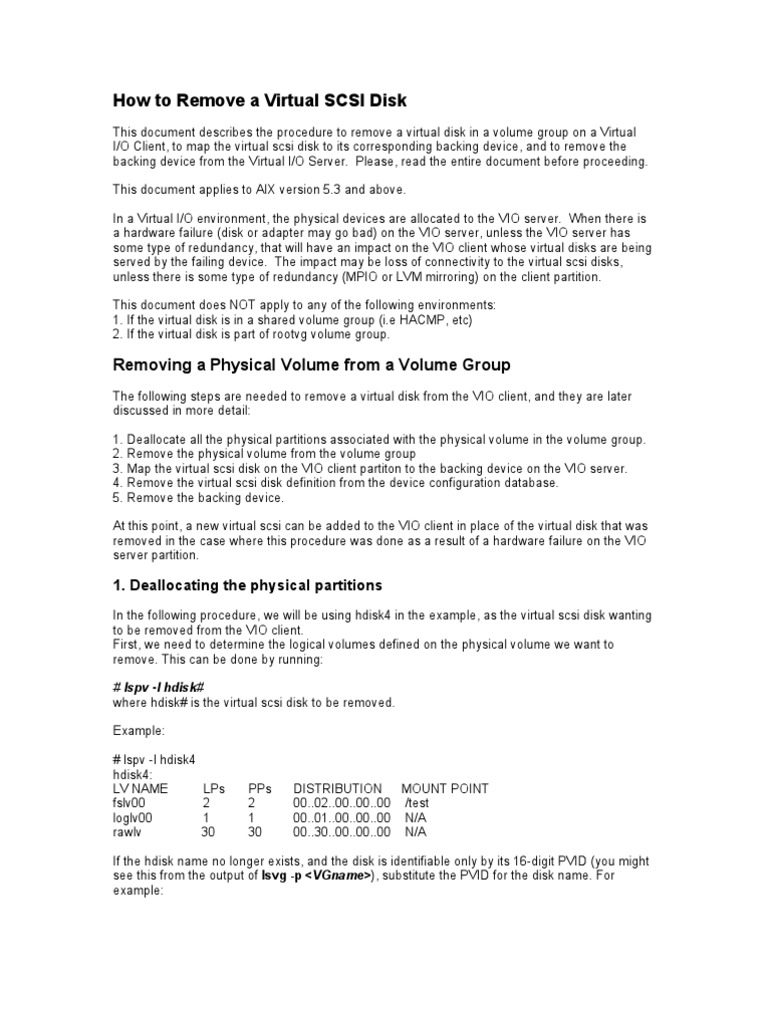 How To Remove VSCSI Disk | Download Free PDF | Server (Computing ...