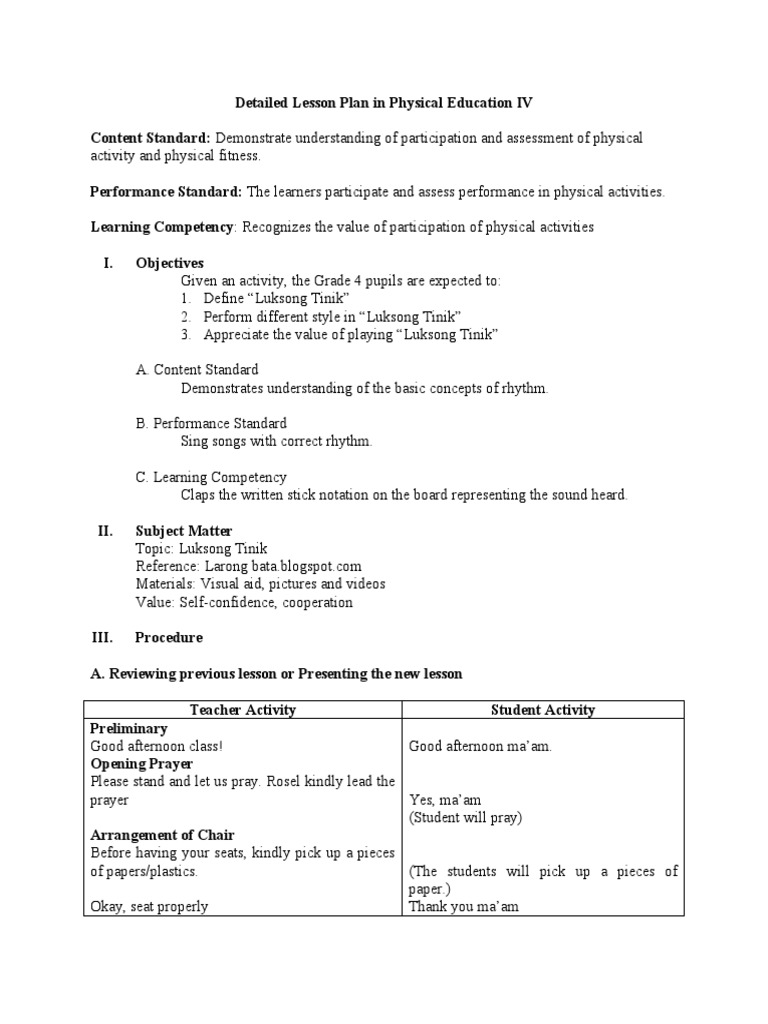 Detailed Lesson Plan in Music 3 | PDF | Lesson Plan | Learning