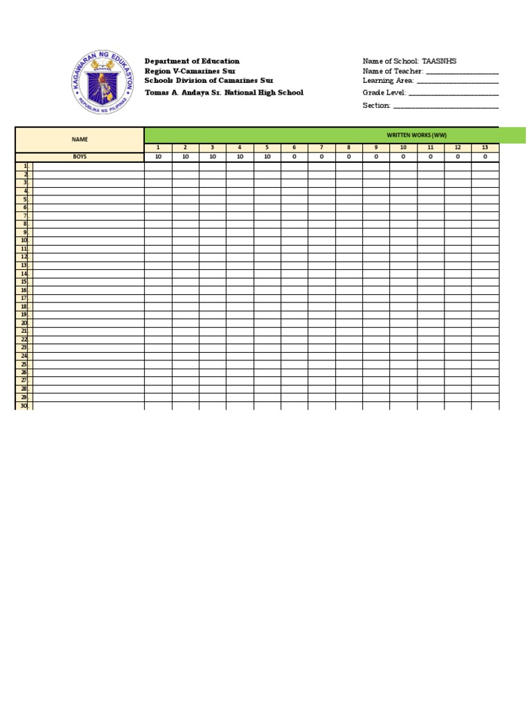 E-Class Record Template | PDF