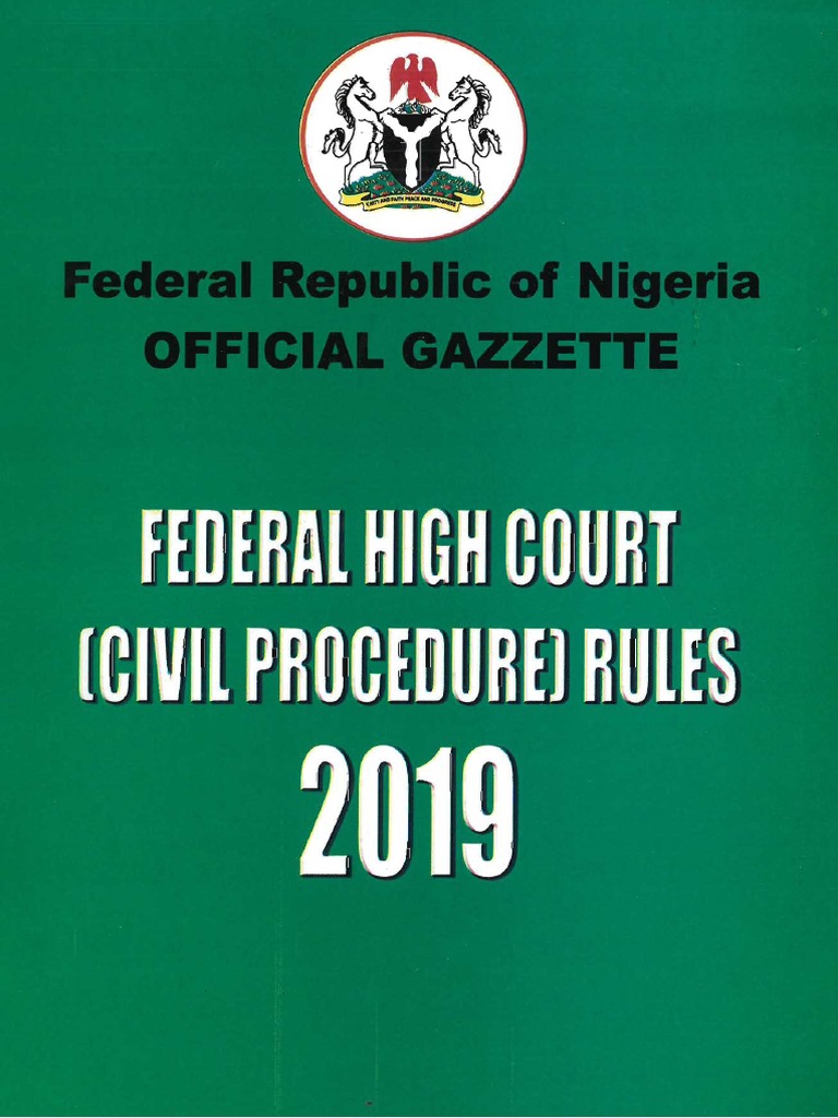 Federal High Court Civil Procedure Rules 2019 .. | PDF