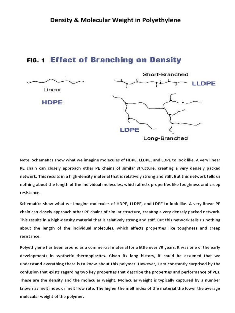 Density & Molecular Weight in Polyethylene | PDF | Polyethylene | Polymers