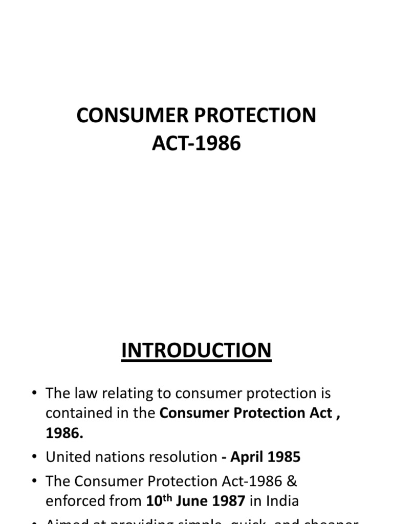 Consumer Protection Act-1986 (Ppt)