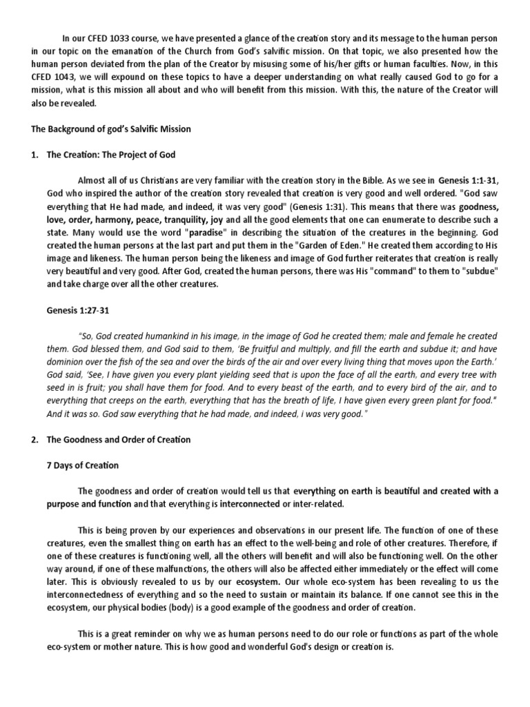 CFED Prelim Master | PDF | Genesis Creation Narrative | Adam And Eve