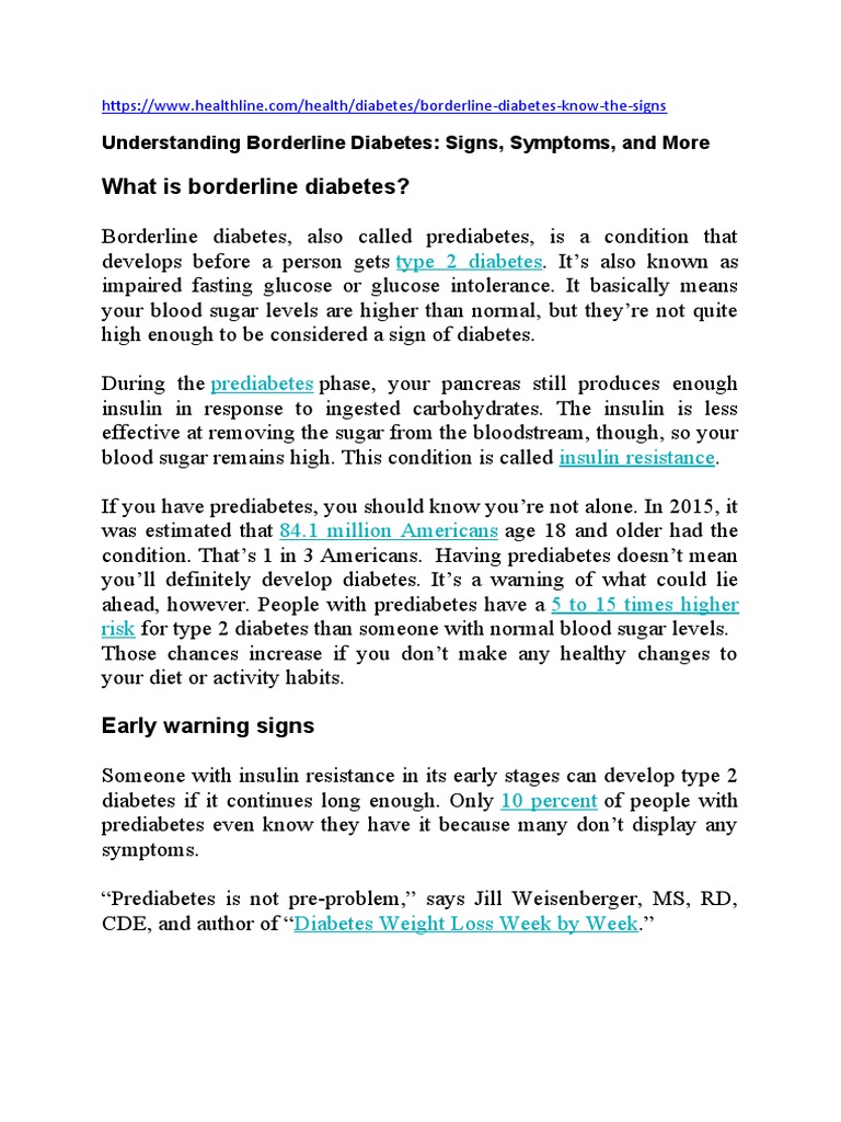 2. Understanding Borderline Diabetes - Signs, Symptoms, and More | PDF ...