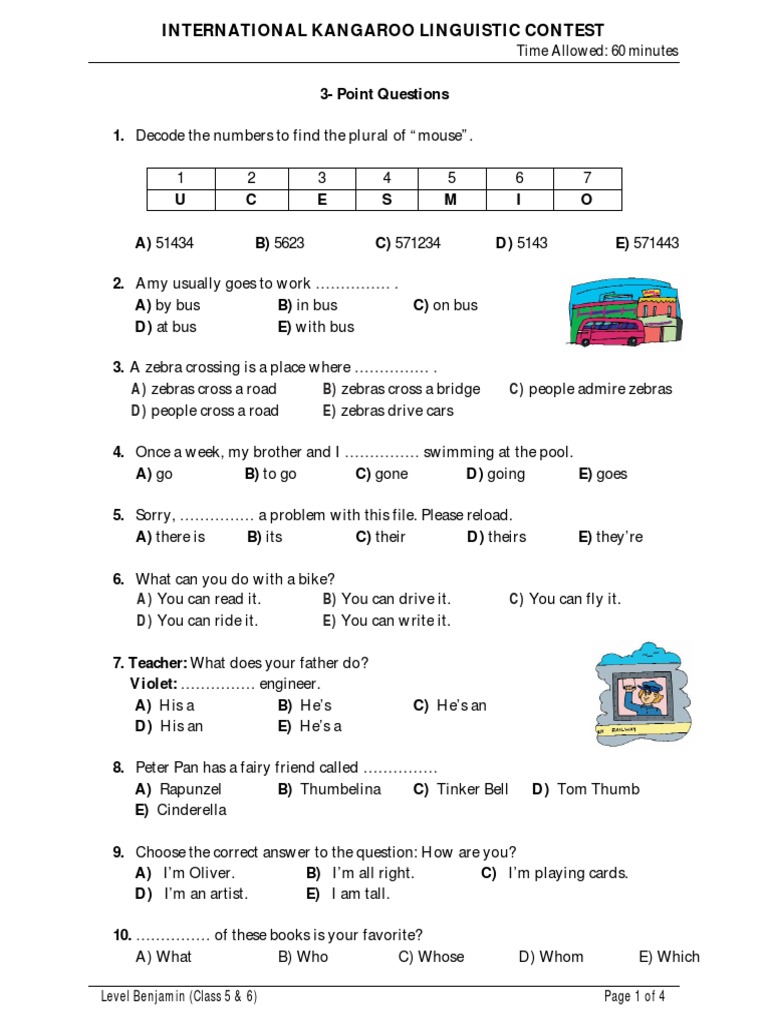 International Kangaroo Linguistic Contest Questions | PDF