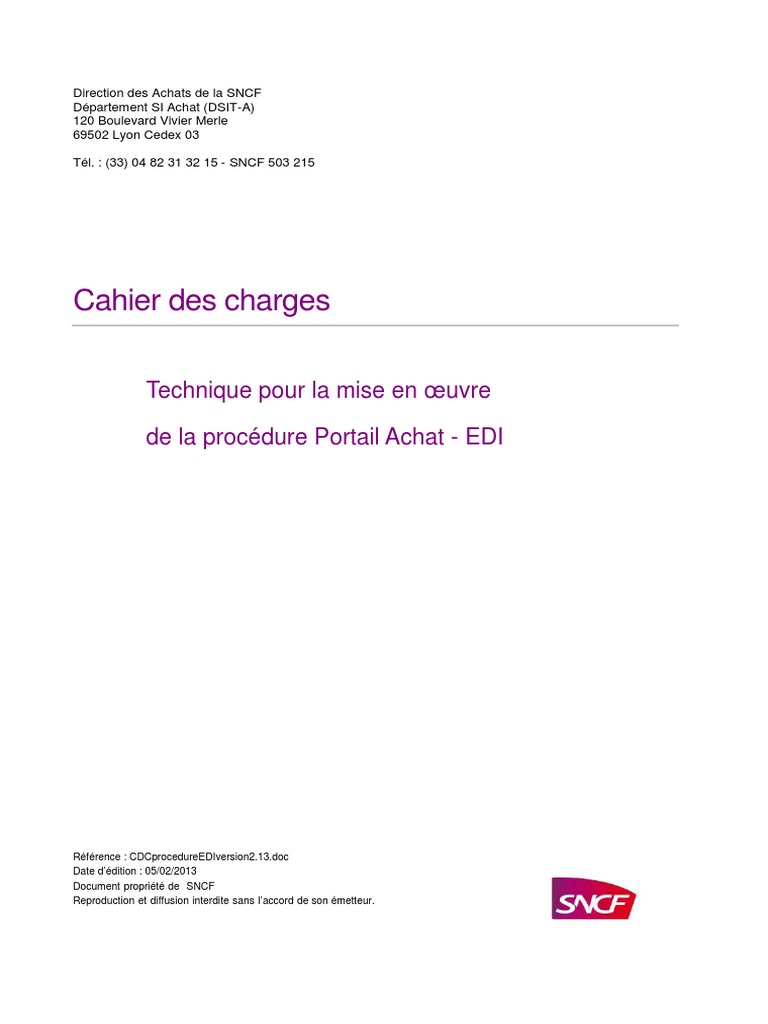 Cahier Charges SNCF | PDF | Facture | Application