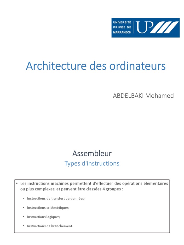 Architecture Des Ordinateurs - Les Instructions | PDF | Assembleur | Architecture (Informatique)