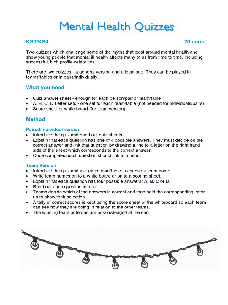 Mental Health Quizzes for Students | PDF | Mental Disorder | Depression ...