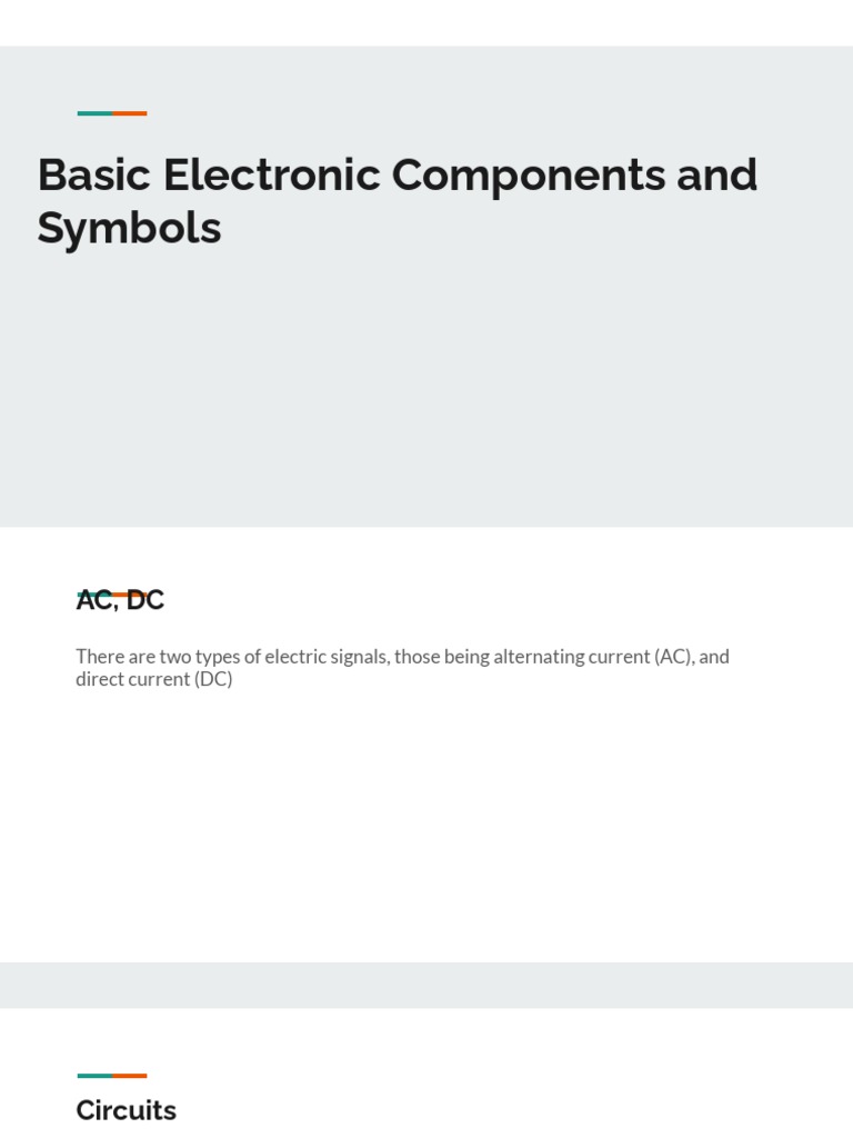Basic Electronic Components and Symbols | PDF