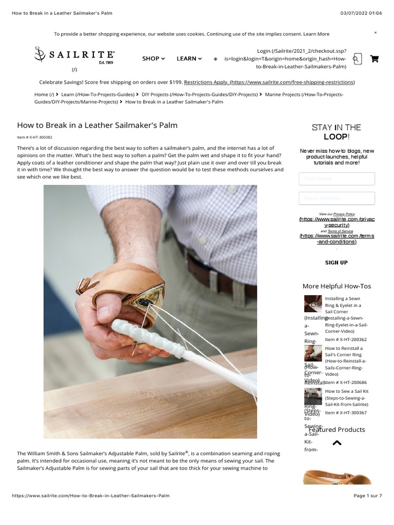 How To Break in A Leather Sailmaker's Palm | PDF | Leather | Sewing