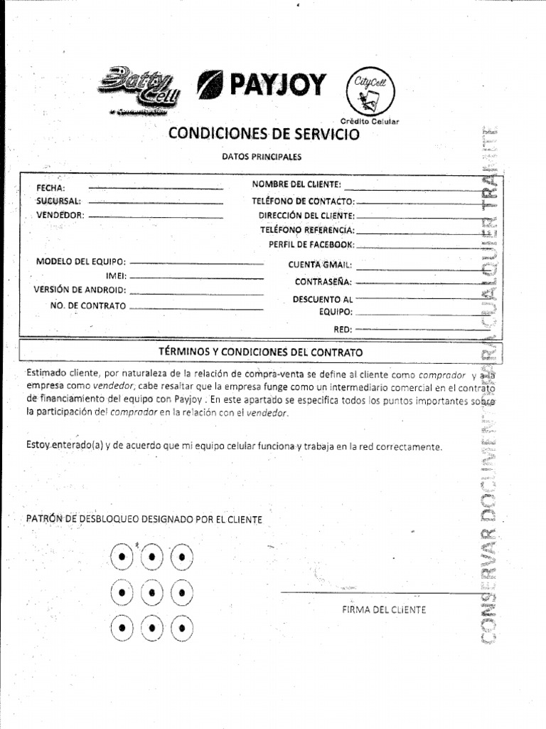 Formato de Pin y Garantias Payjoy. | PDF