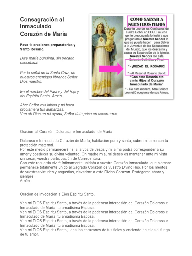 Consagración al Corazón Inmaculado de María | PDF | María, madre de ...