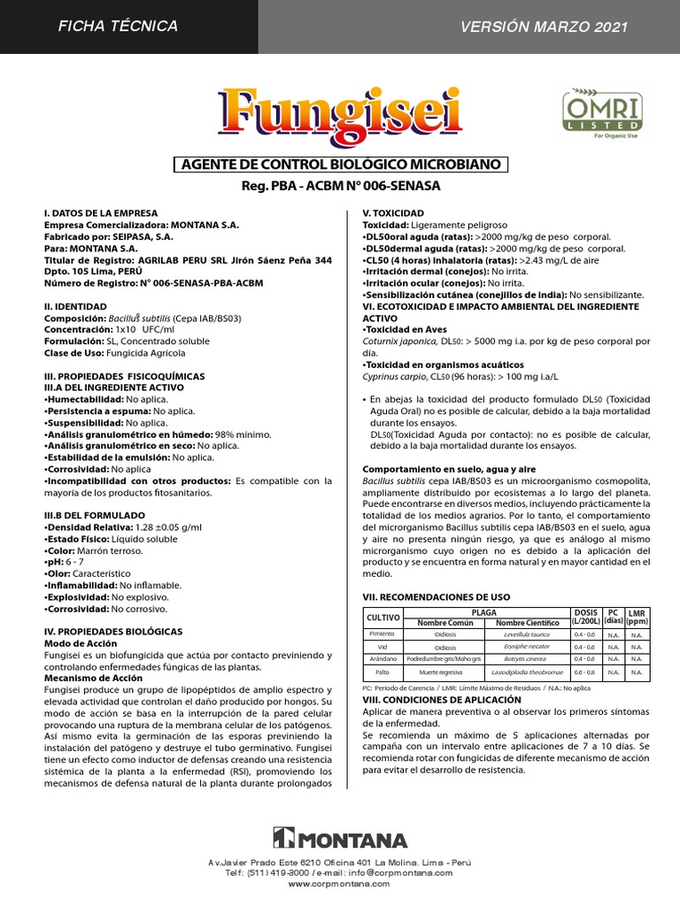 Ficha-Tecnica-Fungisei | PDF | Pesticida