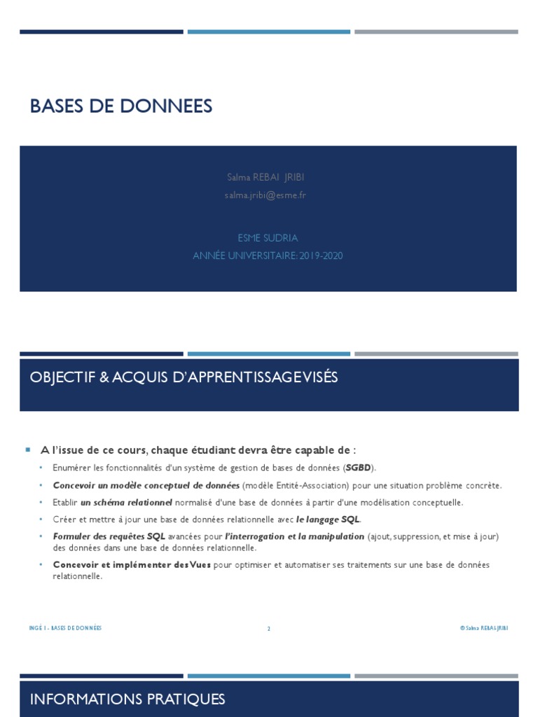 Cours BDD Complet | PDF | Bases de données | Gestion de l'information