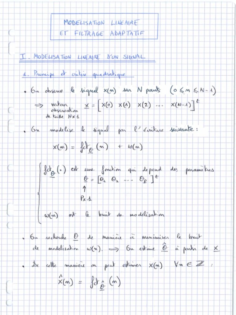 Cours 04 - Modélisation Linéaire Et Filtrage Adaptatif | PDF