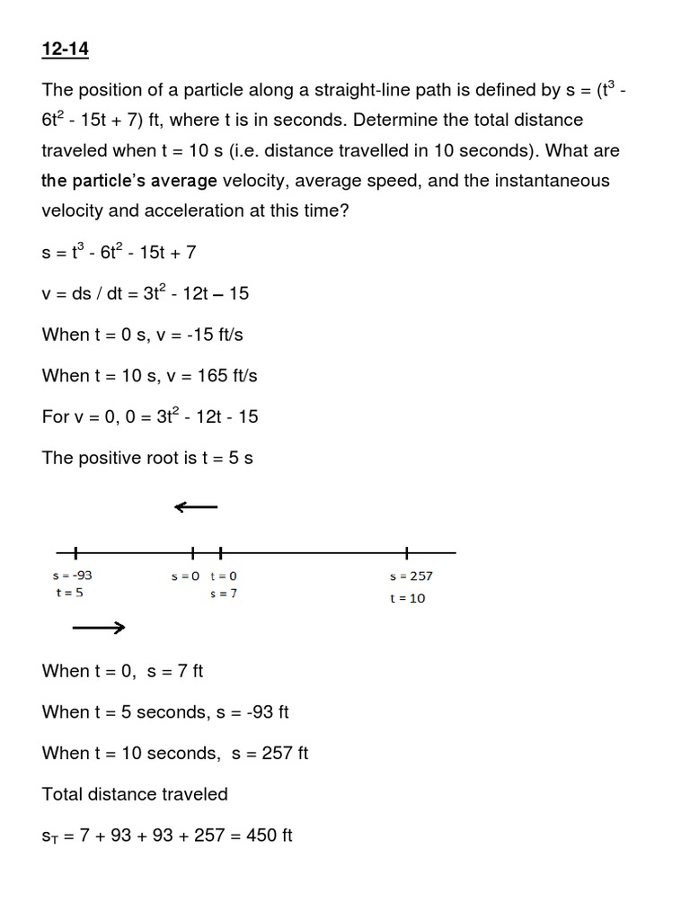 Determining Particle Velocity, Acceleration, Distance Traveled, and Kinematic Values at Various ...