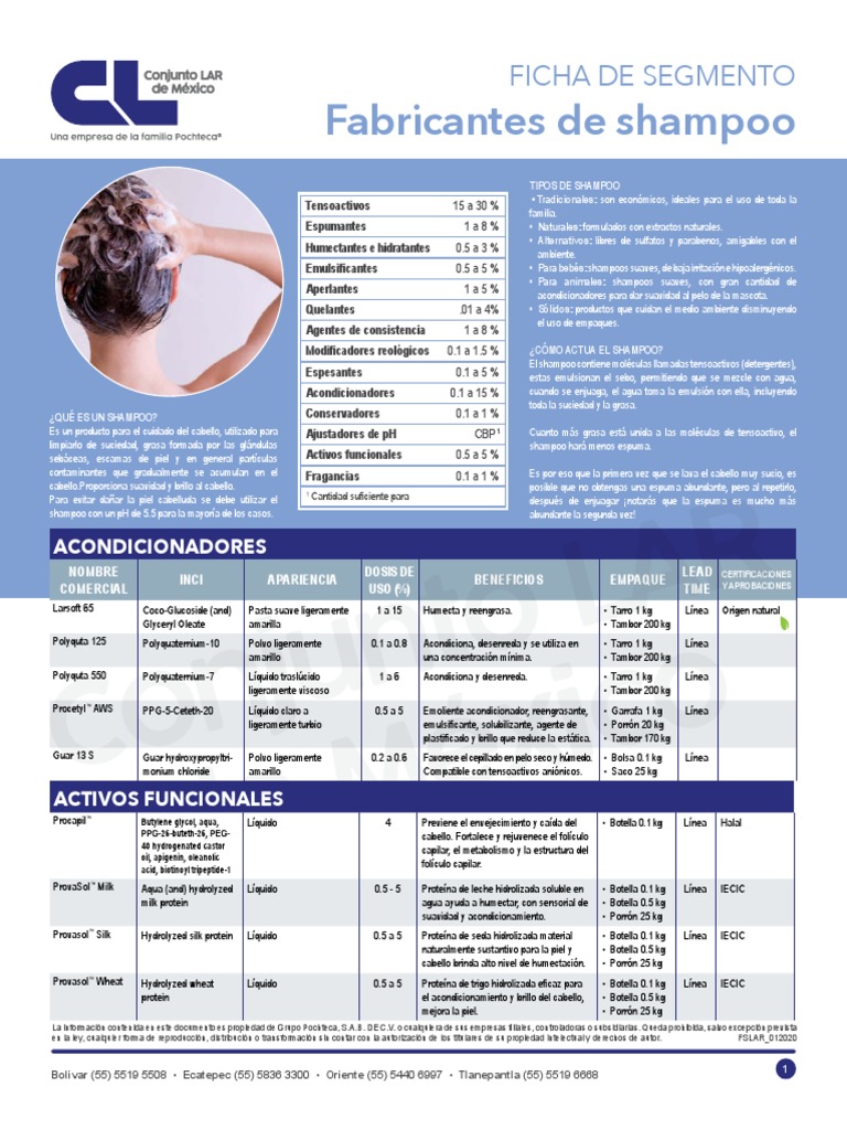 Ficha Tecnica Del Shampoo | PDF | Tensioactivo | Detergente