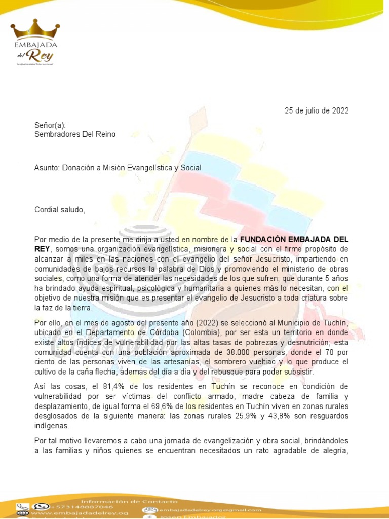 Carta de Solicitud A Donacion | PDF