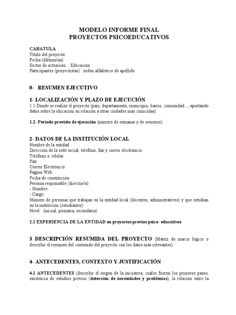 Estructura y Formato Informe Final | PDF