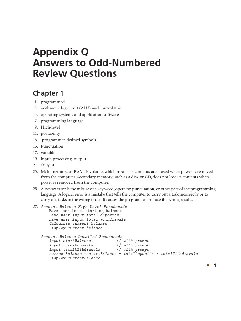 Appendix Q Answers To Odd Numbered Review Questions Download Free