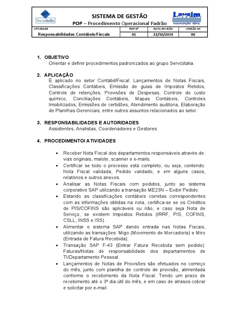 Pop Contábil - Fiscal | PDF | Contabilidade | Recibo