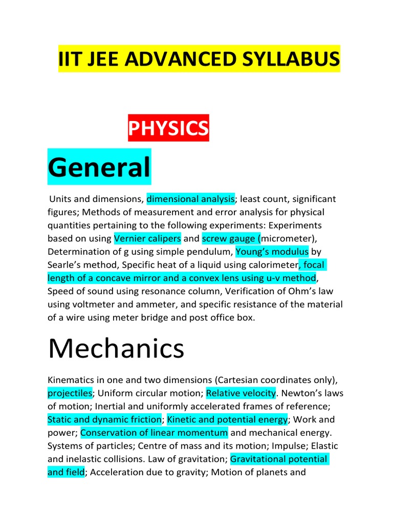 Iit Jee Advanced Syllabus | Download Free PDF | Function (Mathematics ...