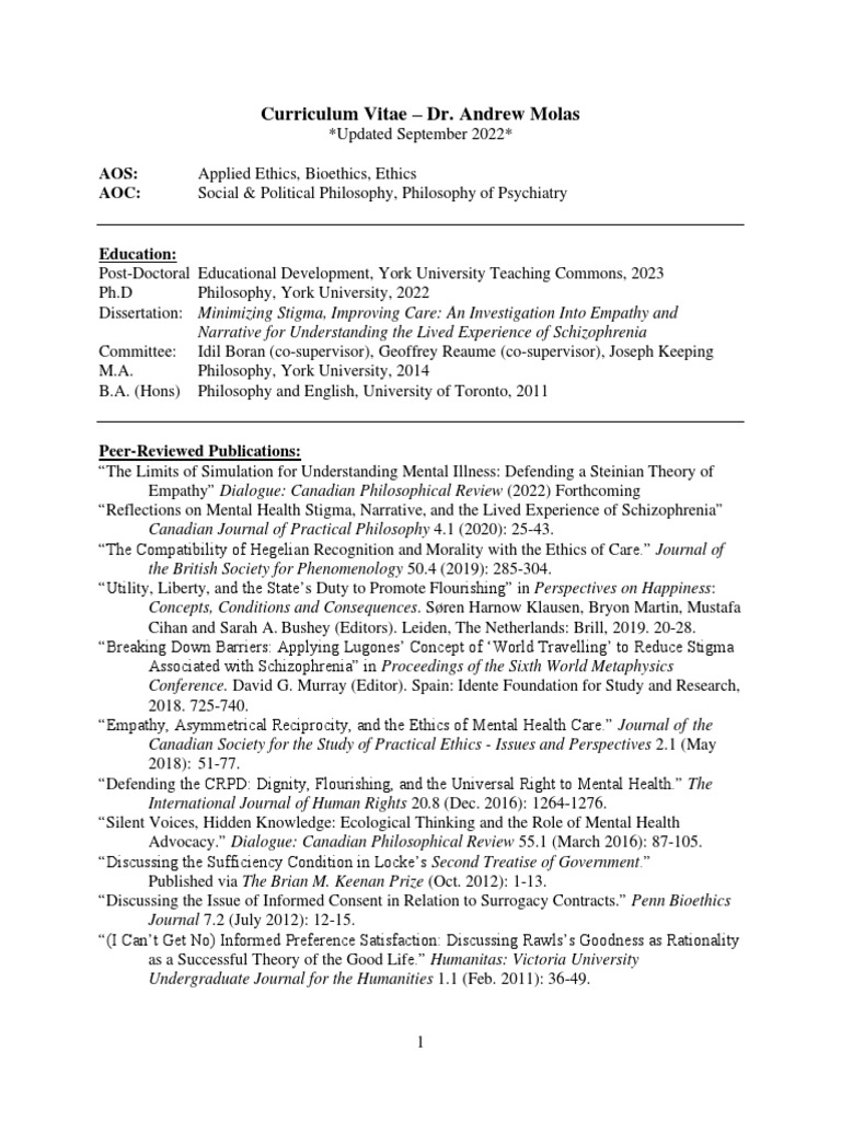 CV - Andrew Molas - September 2022 | PDF | Teaching Method ...