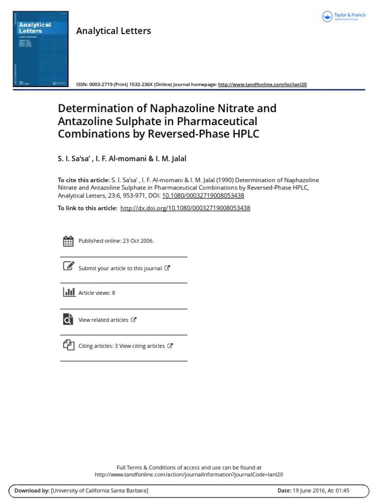 1990 Determination Antazoline W Napthazoline | PDF | High Performance ...